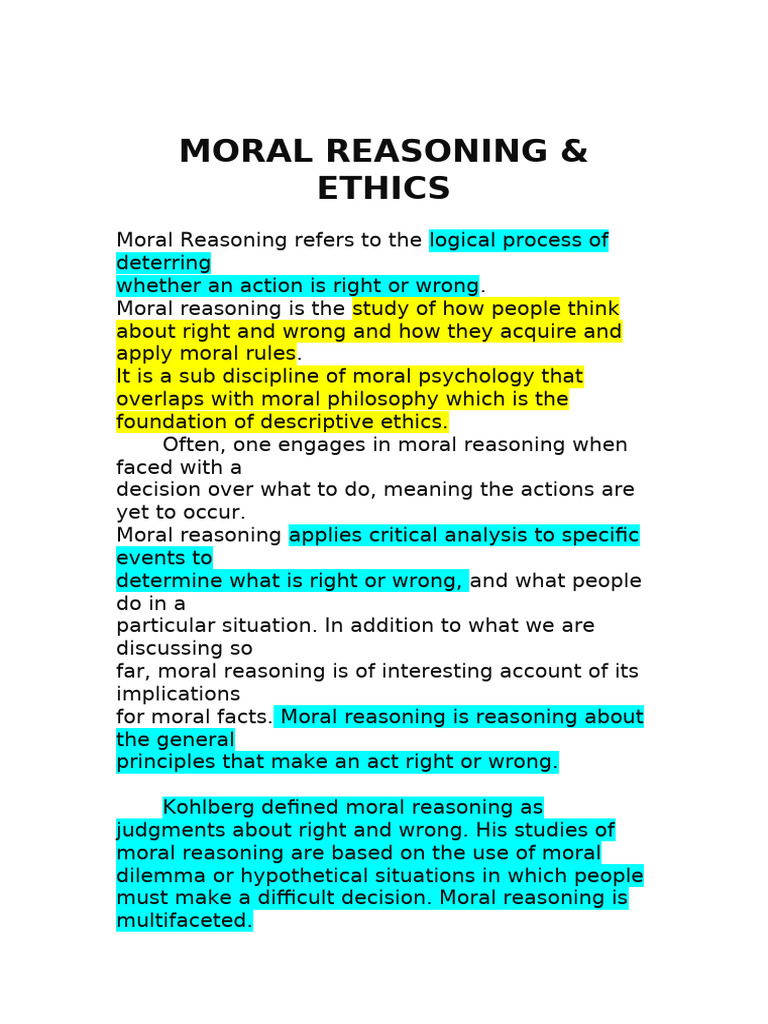 Understanding Moral Reasoning and Ethics | PDF | Morality | Reason