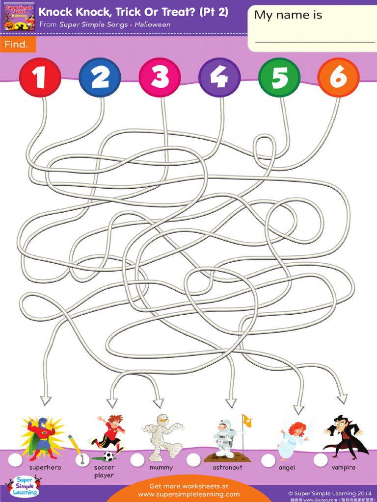 Knock Knock Trick or Treat 2 Worksheet Follow The Lines | PDF