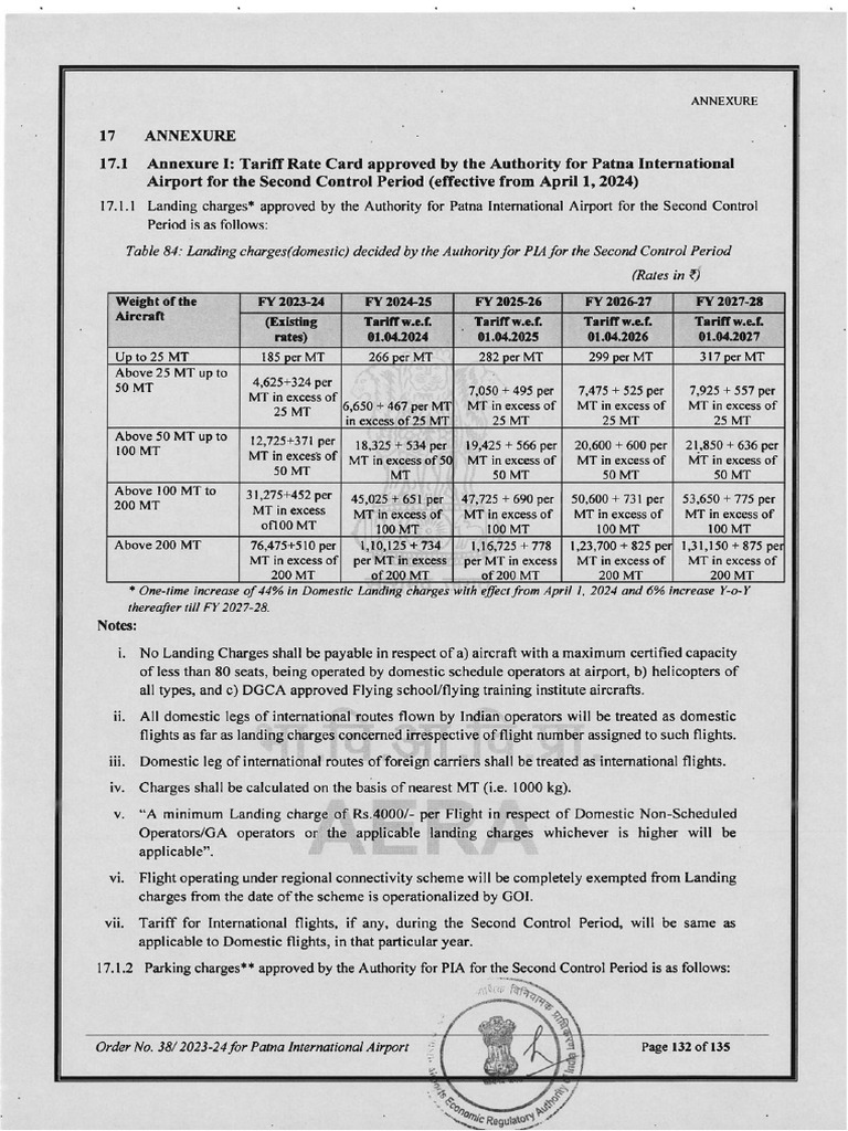 Patna Tariff Rate Card | PDF
