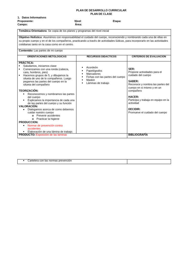 Plan de Clase Modelo en Modelo | PDF