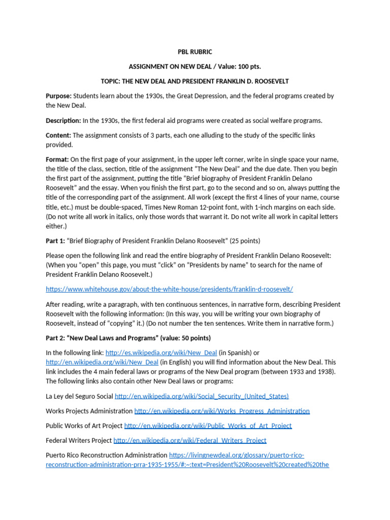 11th Grade PBL- New Deal | PDF | New Deal | Human Communication