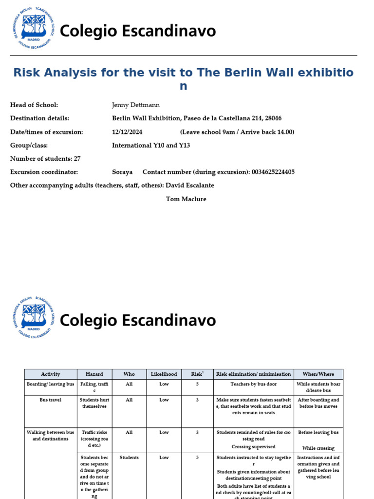 Risk Assessment Y8 Parque de Atracciones Casa de Campo | PDF | Road ...