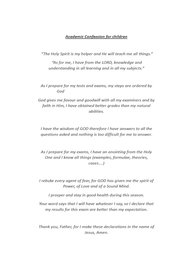 Academic Preparation Declaration For Children | PDF