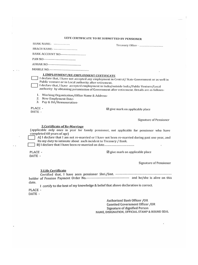 Life Certificate English | PDF