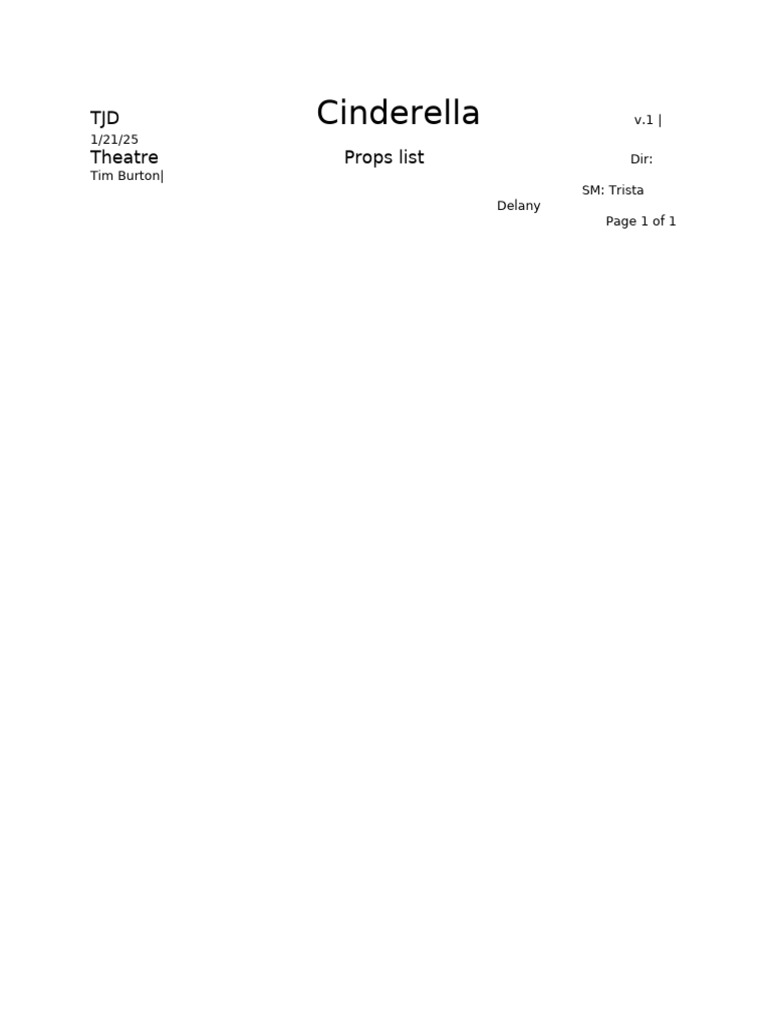 Cinderella Props List | PDF