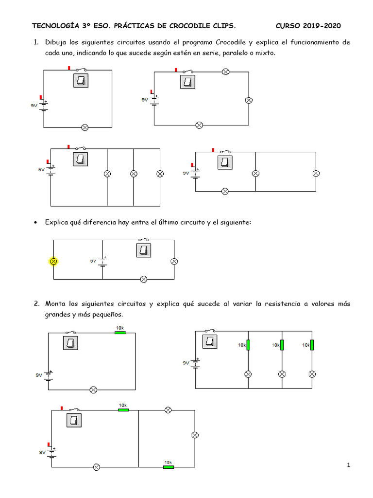 Prácticas de Circuitos en Crocodile Clips | PDF
