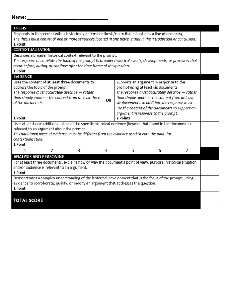 DBQ Rubric-1 | PDF