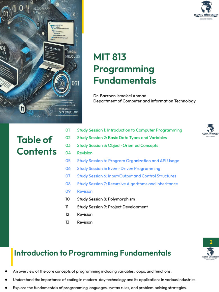 Programming Fundamentals Course Overview | PDF | Object Oriented Programming | Method (Computer ...