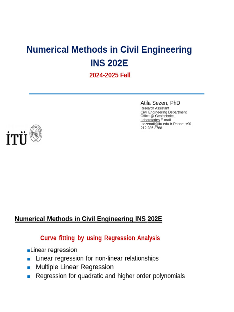 Curve Fitting Techniques in Civil Engineering | PDF | Errors And ...