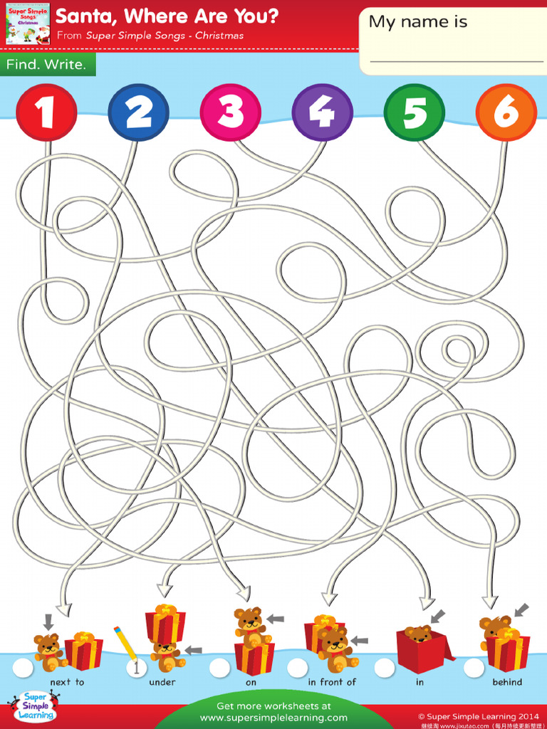 Santa Where Are You Worksheet Follow The Lines | PDF