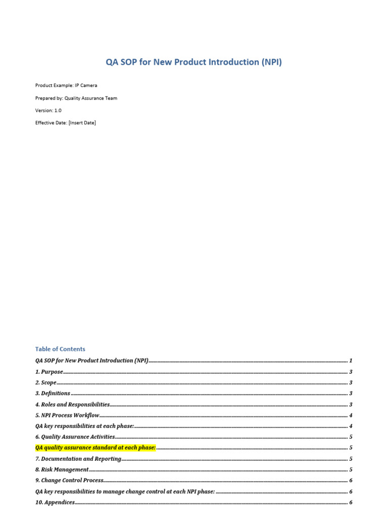 NPI Process IP Camera Quality Assurance Structure | PDF | Quality ...