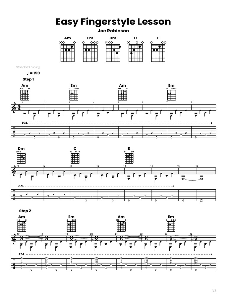 Easy Fingerstyle Guitar Lesson Guide | PDF