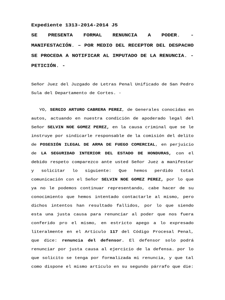 Renuncia poder de SELVIN NOE GOMEZ PEREZ | PDF | Gobierno | Ley Pública