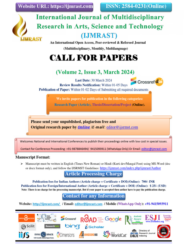 Call for Papers: IJMRAST March 2024 | PDF