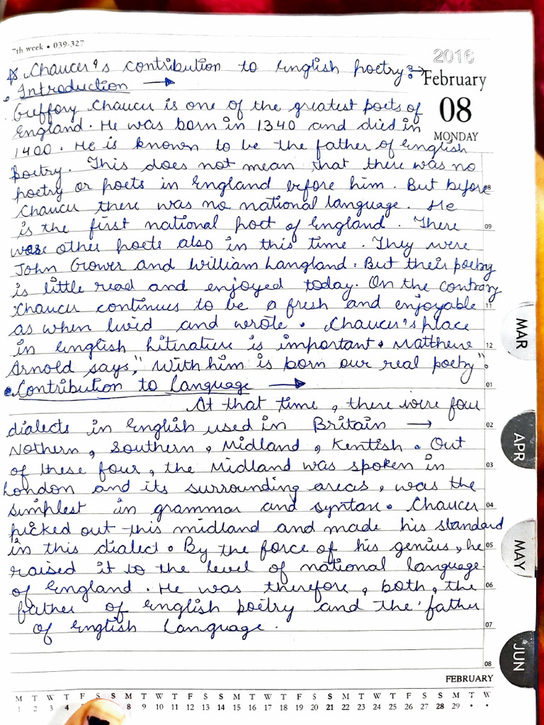 Chaucer S Contribution To English Poetry | PDF