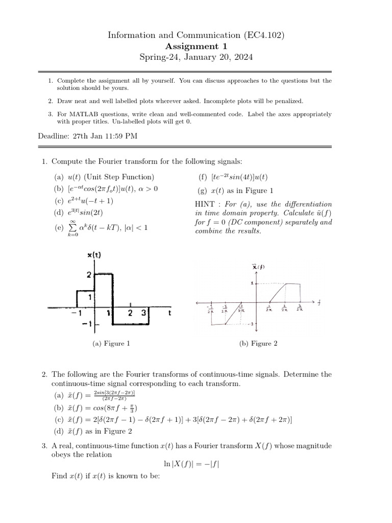 Fourier Transform Assignment | PDF | Computer Engineering | Algorithms