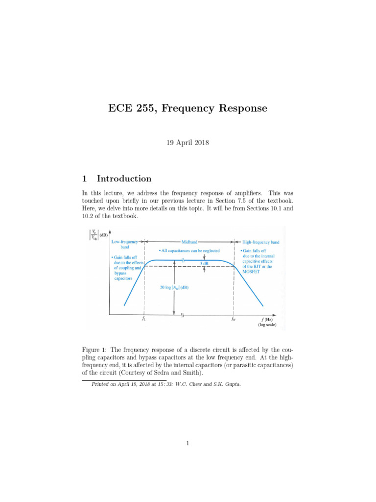 Ece255lecture 24 Apr19 Frequency Response | PDF | Resonance | Electrical Engineering