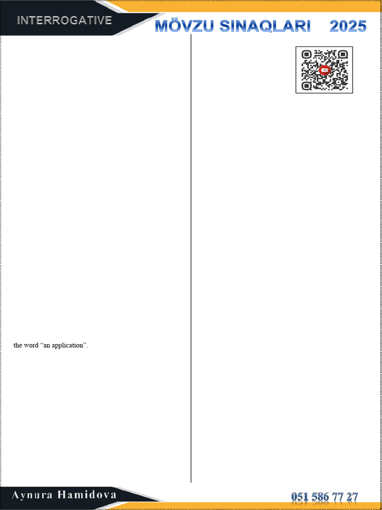 Interrogative Movzu Si̇naqlari̇ 2025 | PDF