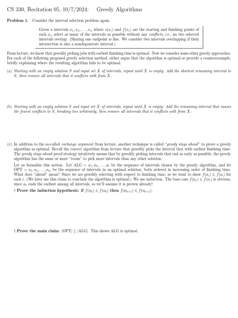 Greedy Algorithms for Interval Selection | PDF | Interval (Mathematics) | Algorithms And Data ...