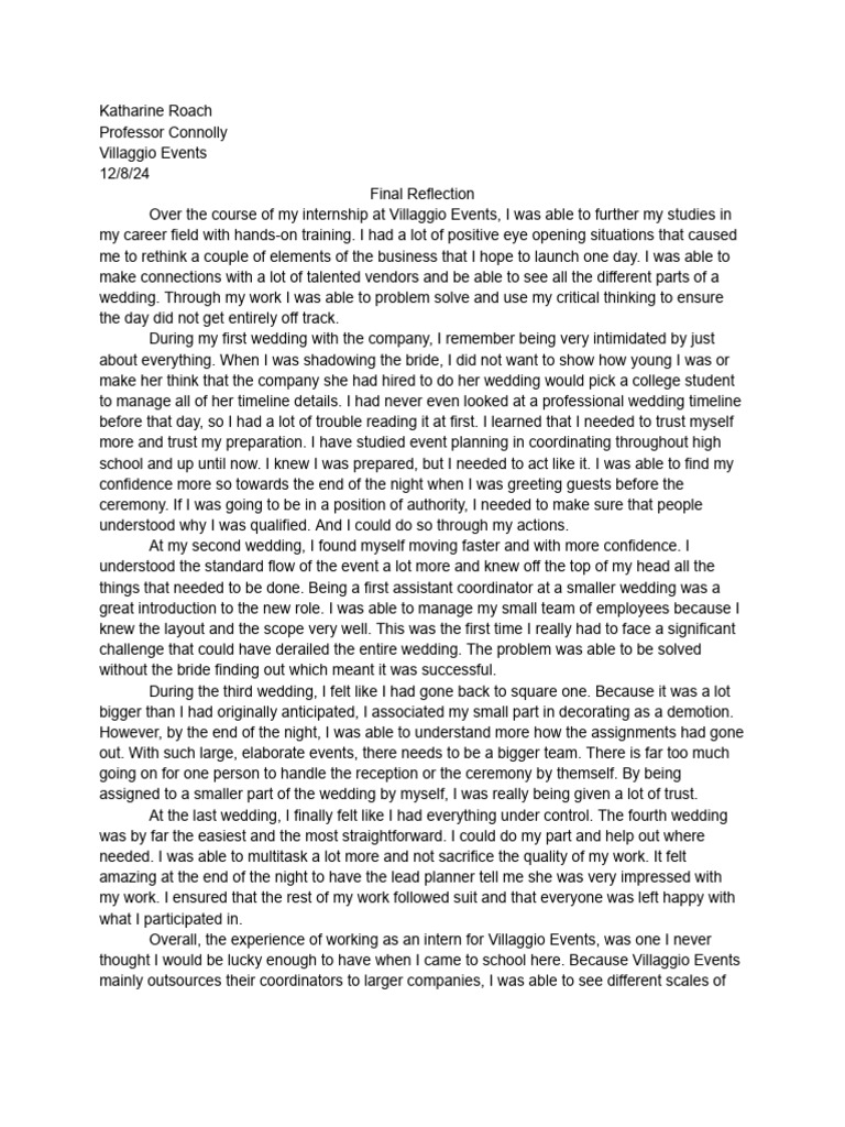 Internship_ Final Reflection | PDF