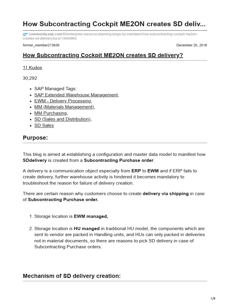 ME2ON: Creating SD Deliveries in SAP | PDF | Warehouse | Information ...