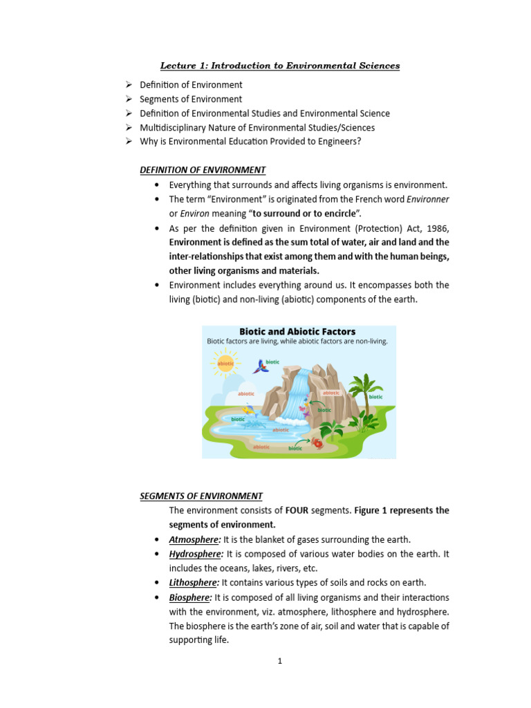 L - 1 - Introduction To Environmental Sciences | PDF | Natural ...