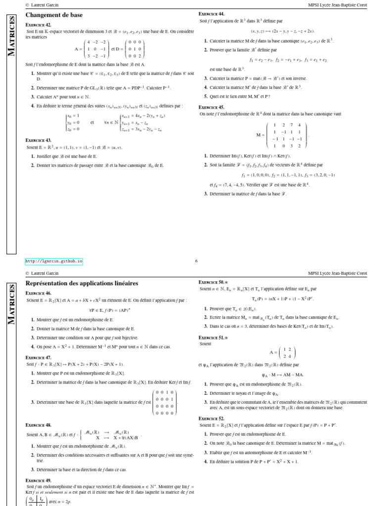 Base canonique de m2(r) et matrices | PDF | Base (algèbre linéaire ...