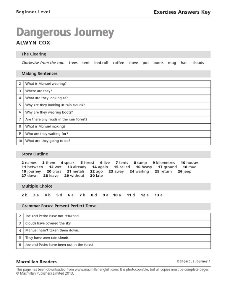 Dangerous Journey Exercises Key | PDF