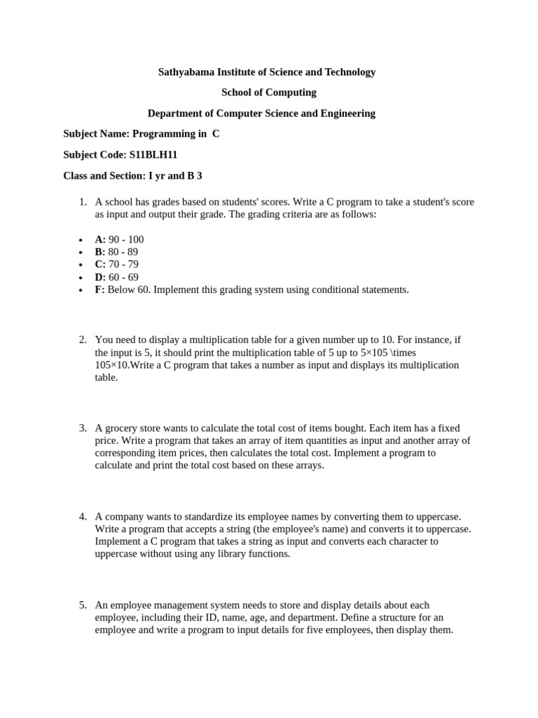 C Set | PDF | Computer Program | Programming