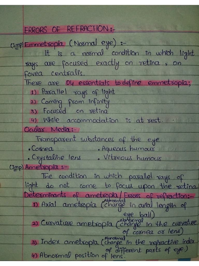Errors of Refraction-1 | PDF