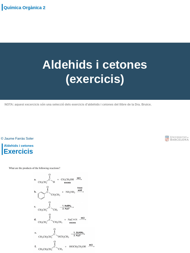 Exercicis Aldehids I Cetones Pdf