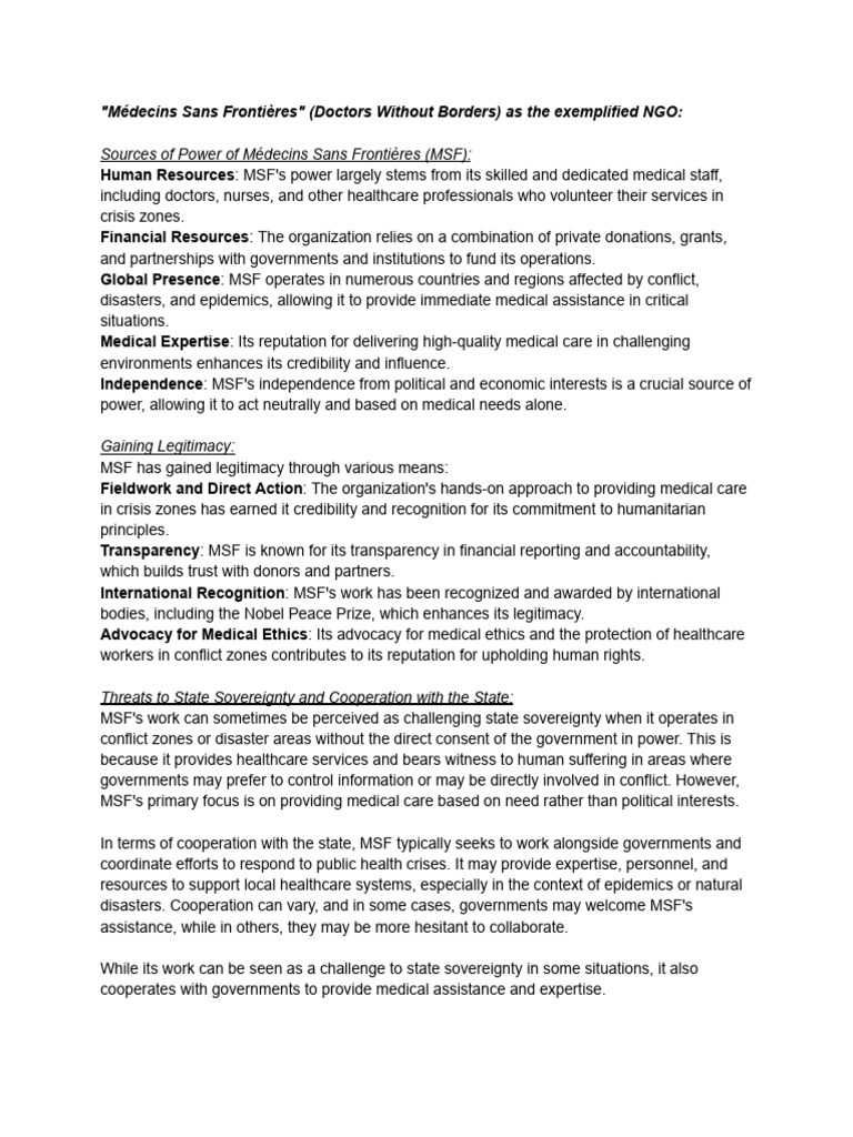 Médecins Sans Frontières - Deriving Legitimacy | PDF | Médecins Sans ...