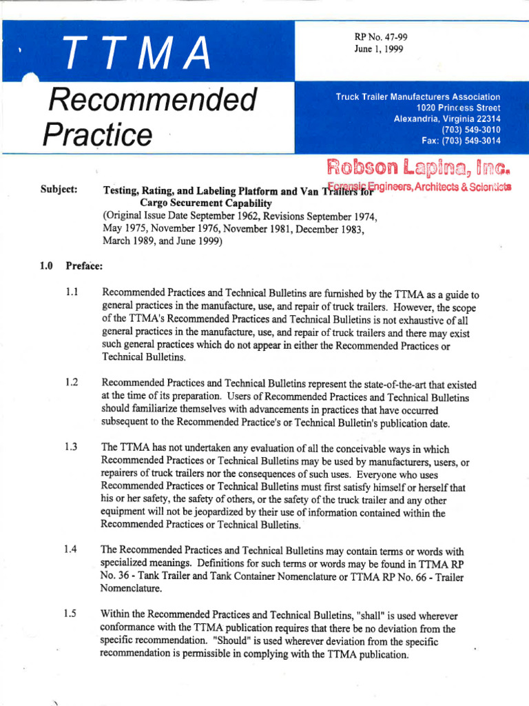 Cargo Securement Guidelines RP 47/99 | PDF | Cargo | Pipe (Fluid ...