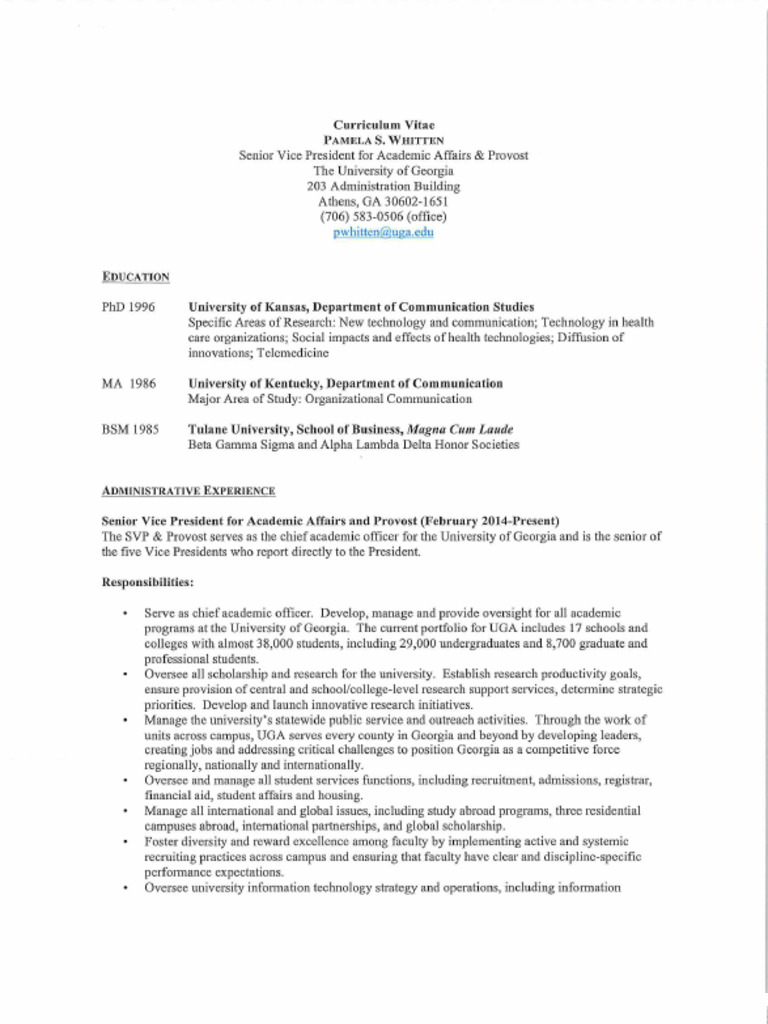 Pamela Whitten CV | PDF