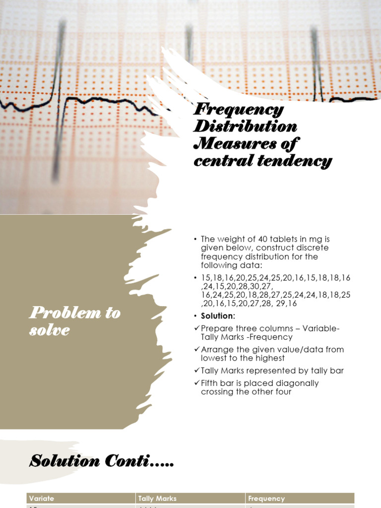 Frequency Distribution and Measures of Central Value | PDF | Mean ...