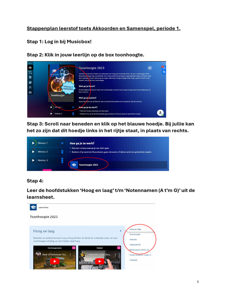 Stappenplan Leerstof Toets Akkoorden en Samenspel Periode 1 | PDF