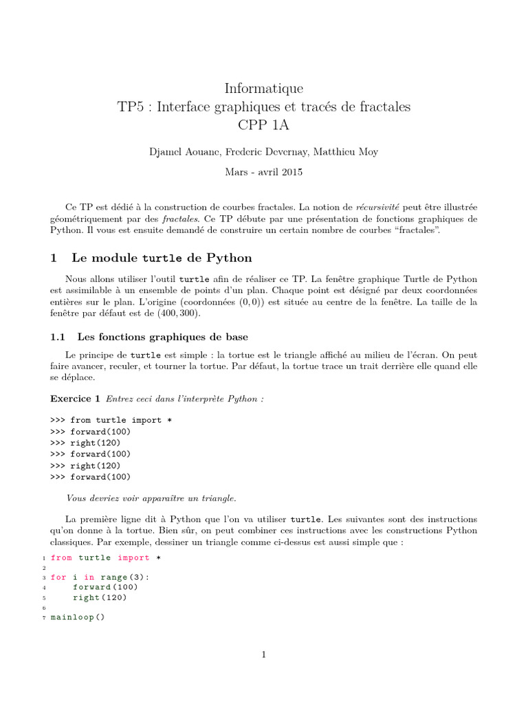 tp5-graphique | PDF | Fractale | Python (Langage de programmation)