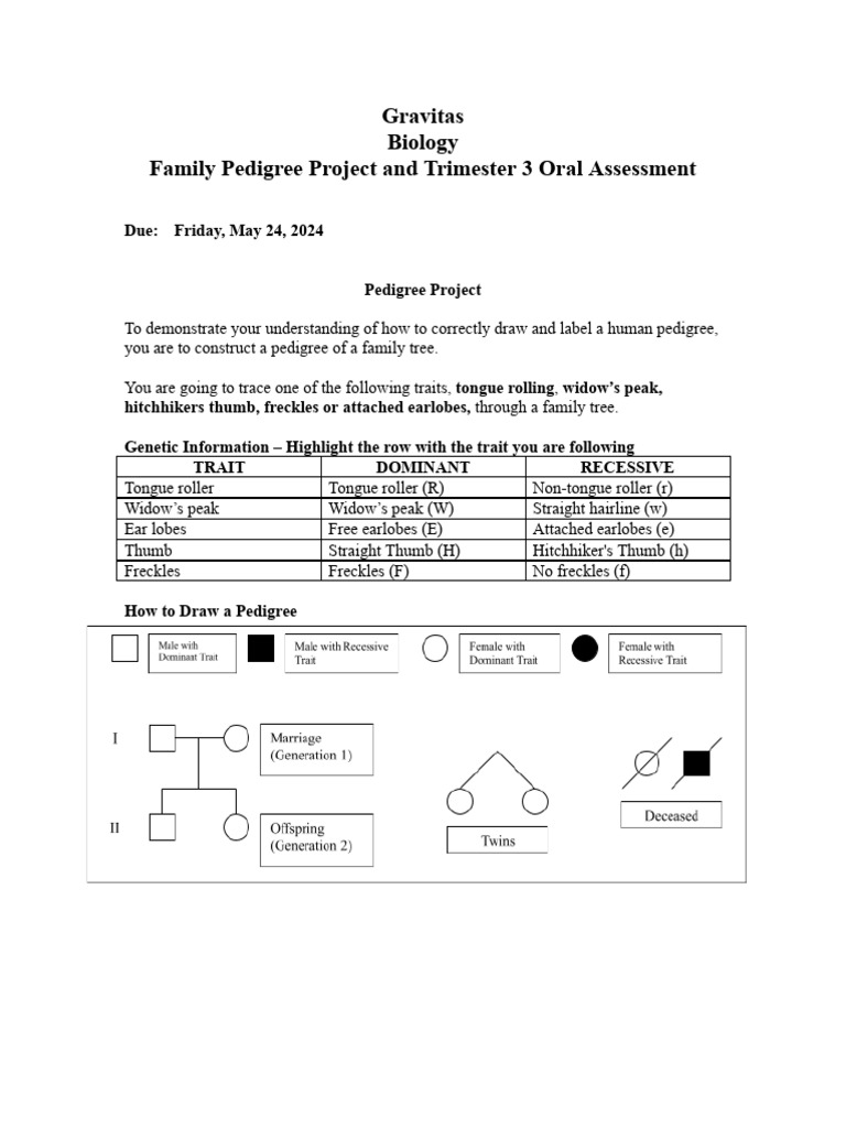 Pedigree Project Assignment and Rubric | PDF