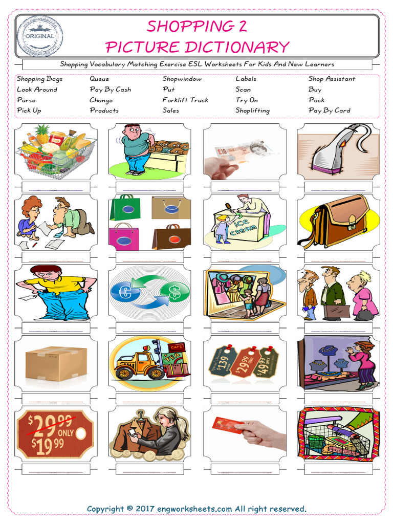 Shopping Vocabulary for ESL Kids | PDF | Language Acquisition ...