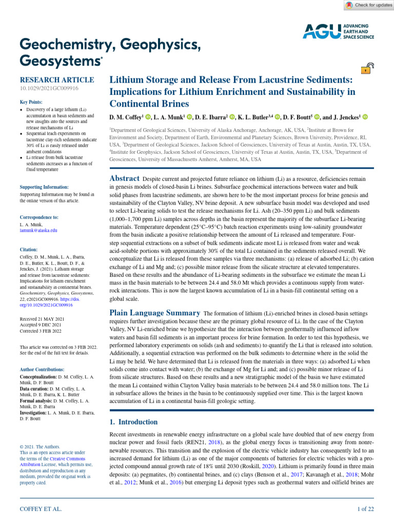 Lithium Release Mechanisms in Brines | PDF | Groundwater | Water
