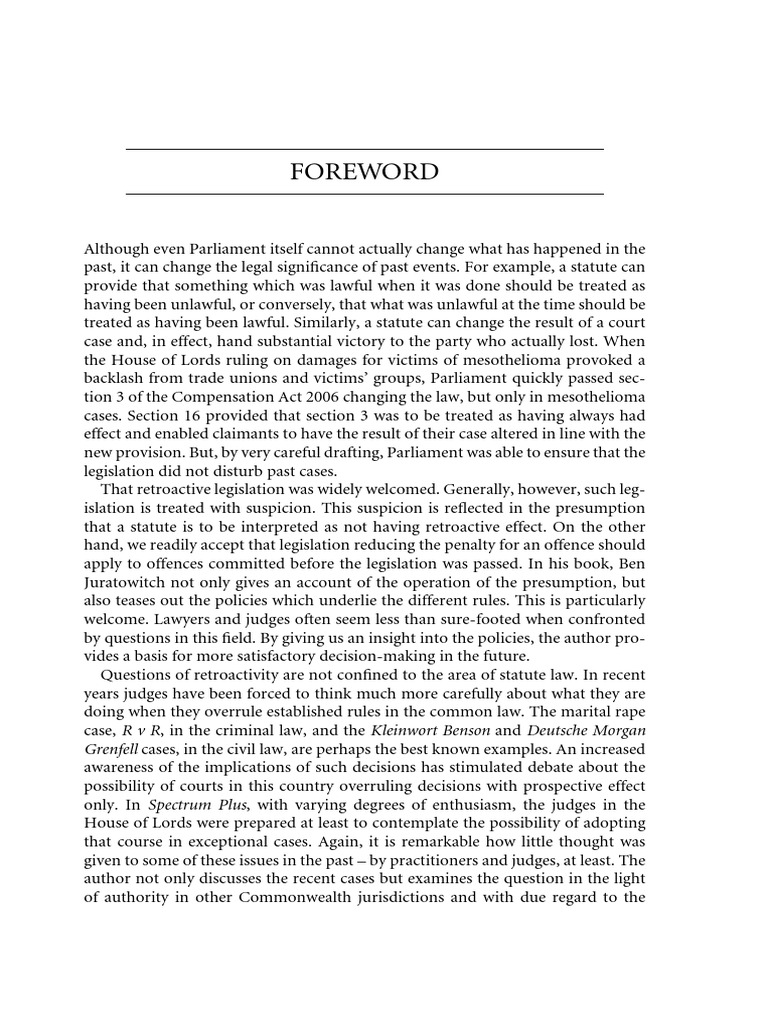 Ben Juratowitch - Retroactivity and The Common Law | PDF | Common Law ...