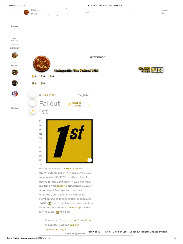Fallout 1st _ Fallout Wiki _ Fandom | PDF