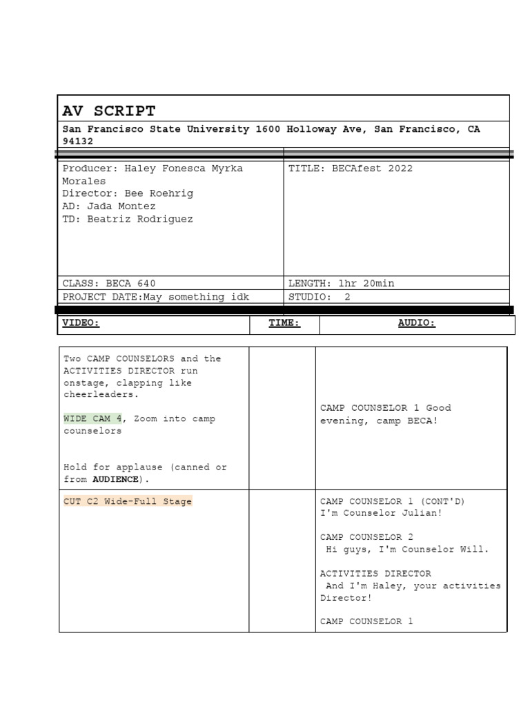 BECAfest AV Script (1) | PDF | Outdoor Recreation | Adventure Travel