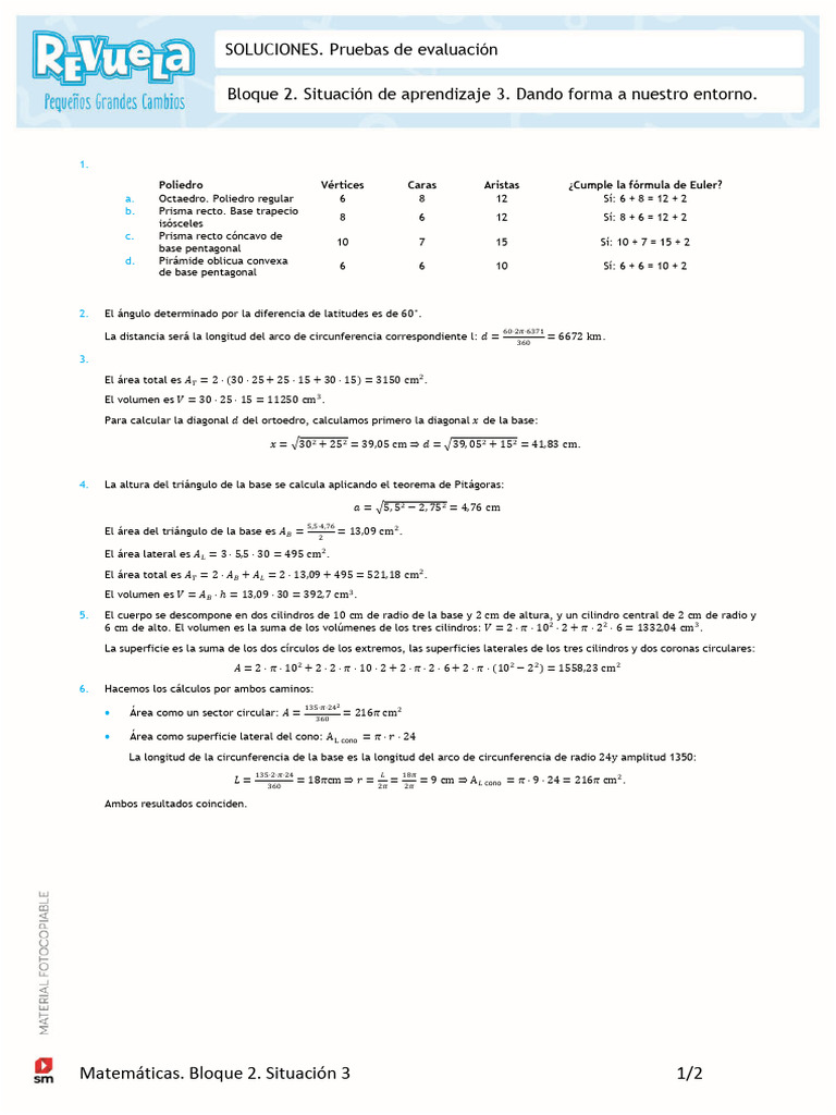Cálculo de Volumen y Área en Geometría | PDF | Triángulo | Objetos ...