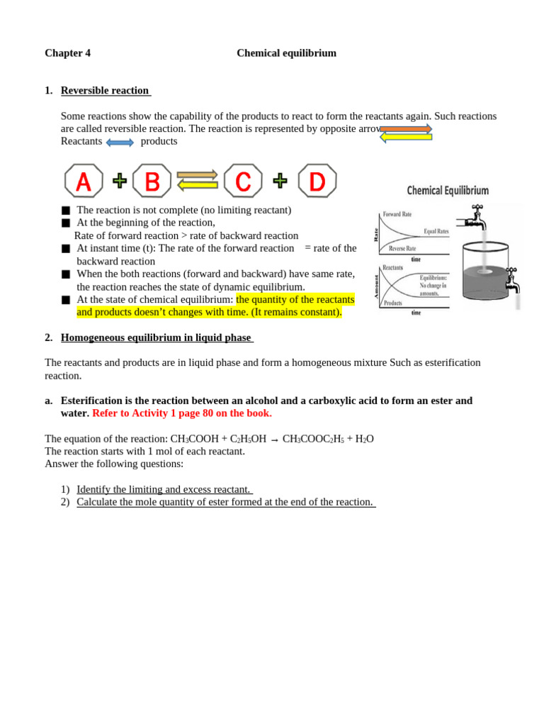 Chapter 4-Chemical Equilibrium | PDF | Chemical Equilibrium | Chemical Reactions