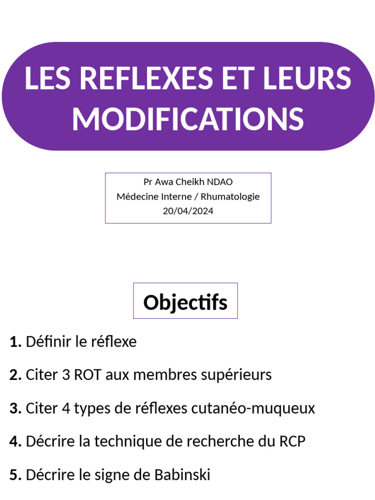 Réflexes l3 Med Avril 2024 | PDF | Genou | Pied