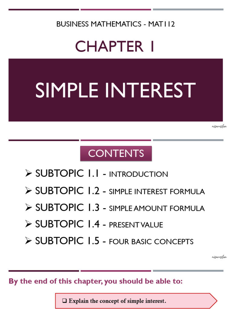 Chapter 1 - Simple Interest | PDF | Interest | Financial Economics