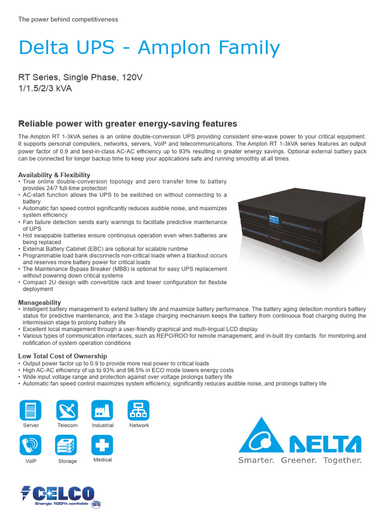 UPS-RT-1-3kVA-120V CELCO | PDF | Alternating Current | Electronics