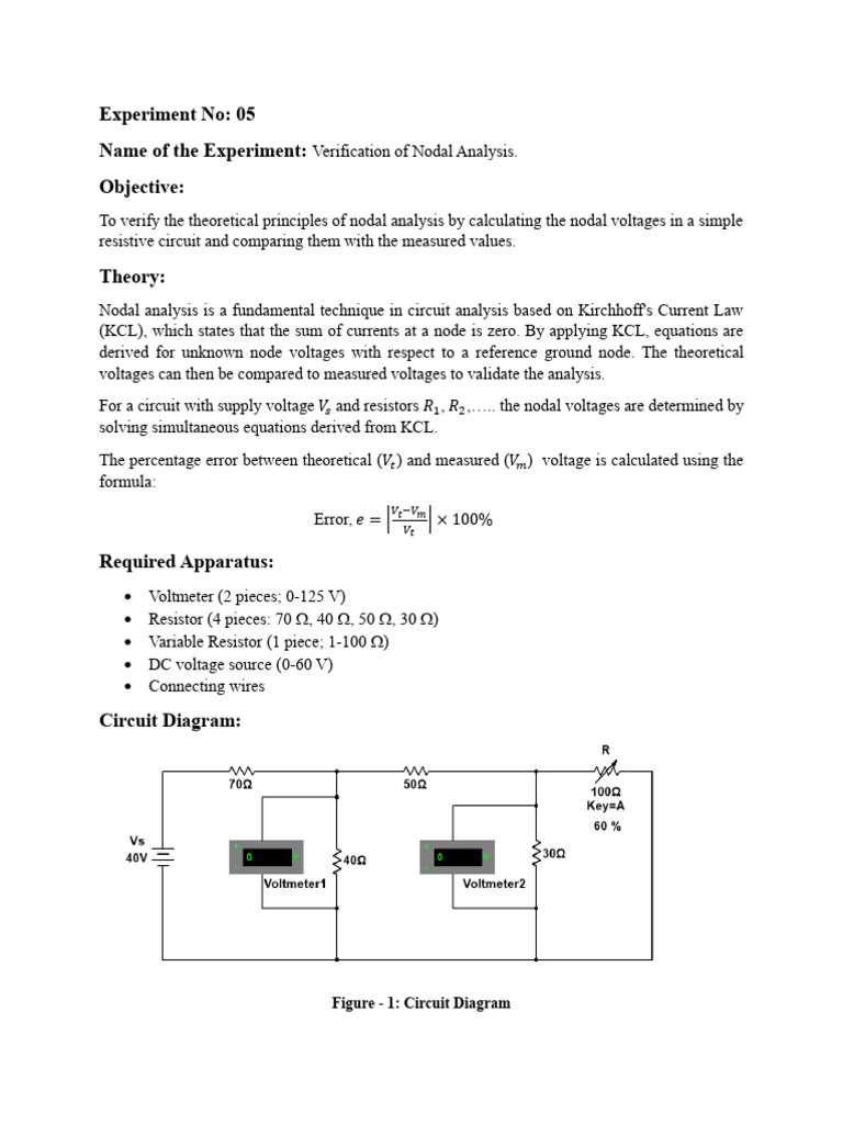 Ex 05 | PDF | Voltage | Electrical Network