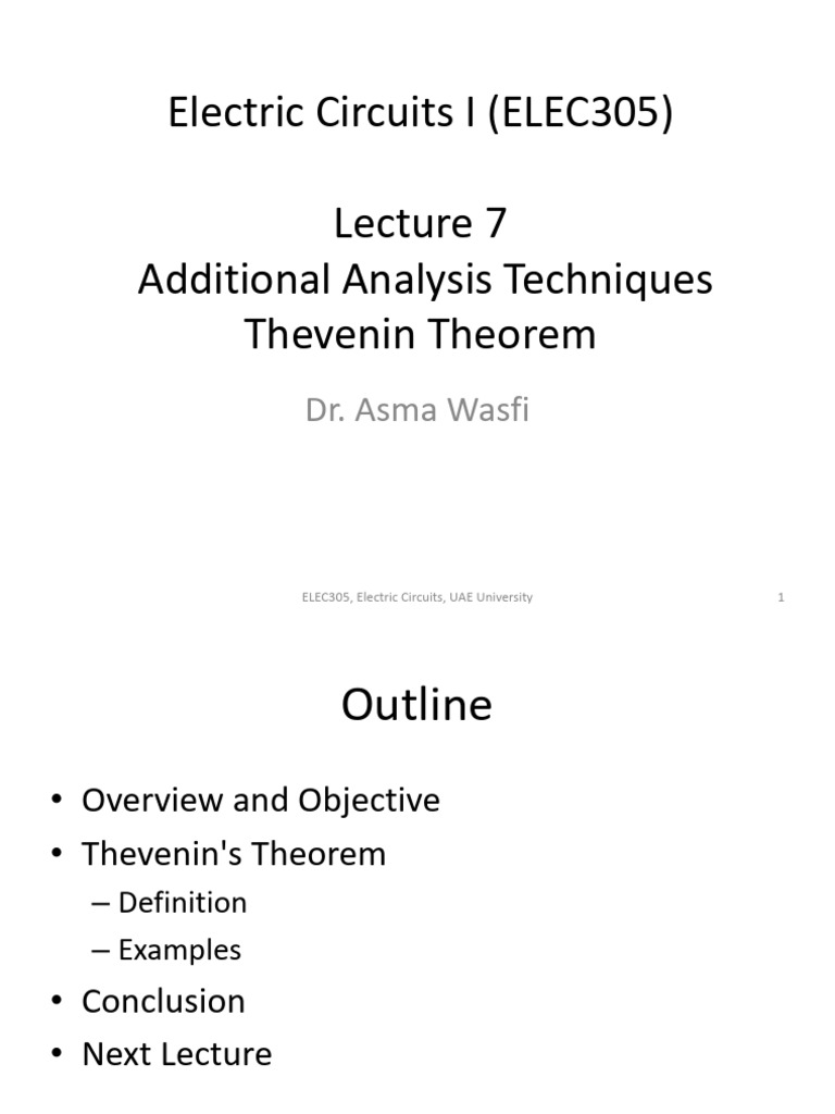 Thevenin's Theorem in Circuit Analysis | PDF | Series And Parallel ...